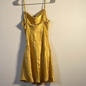 Dresses | Gold Satin Mini Dress | Poshmark